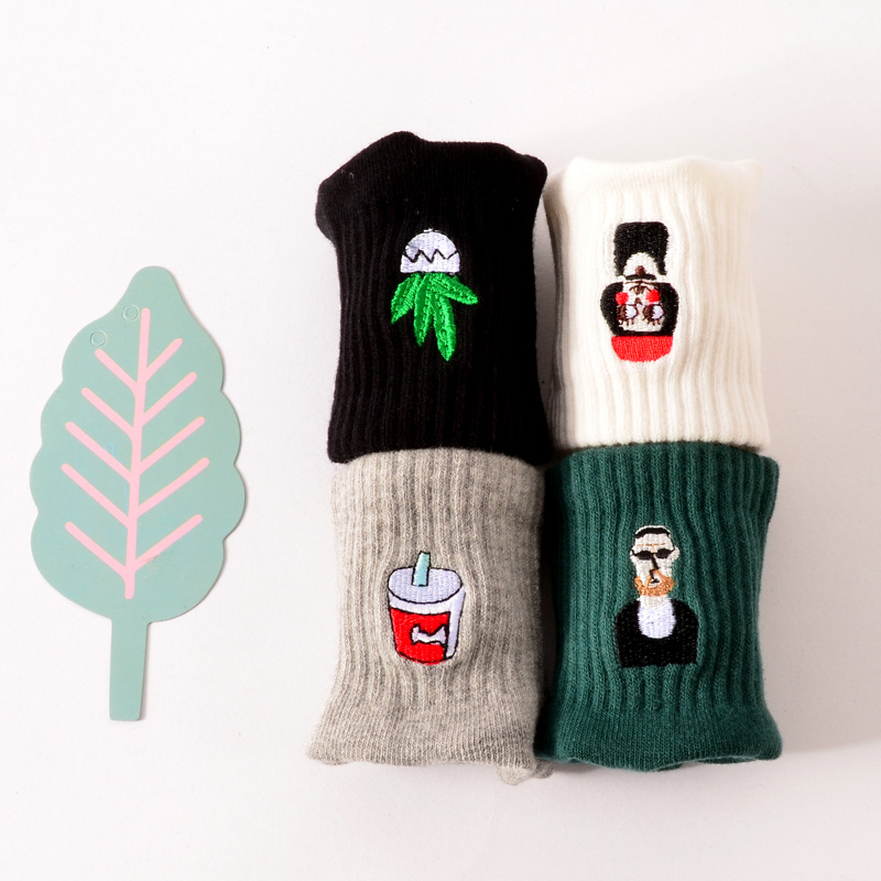 Harajuku Cotton Socks 35-40 Unisex Black White Japanese Style Men Women ...