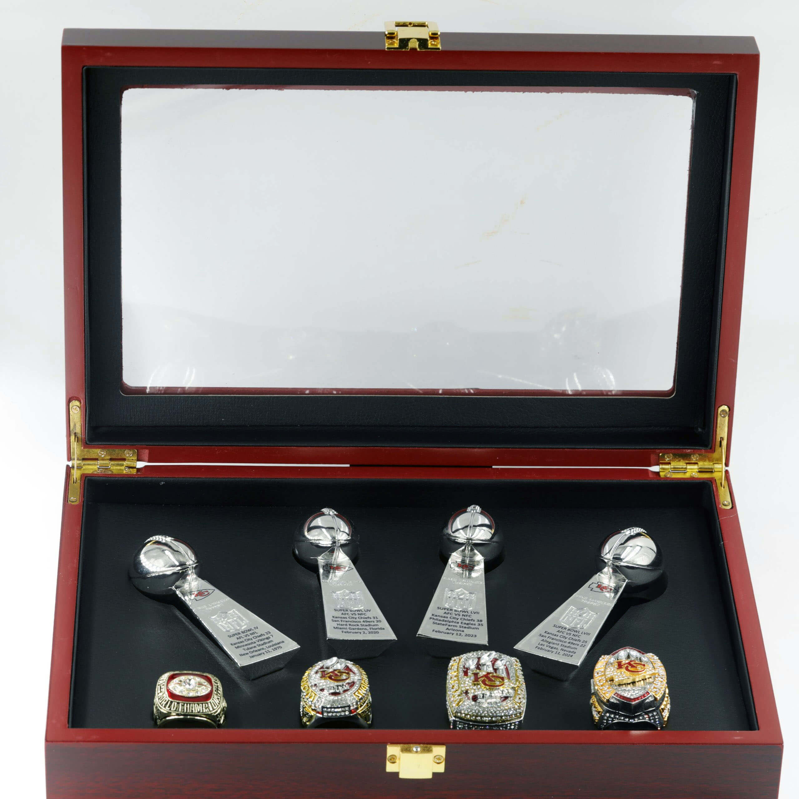 4 Kansas City Chiefs Super Bowl championship ring set with 4 Vince ...