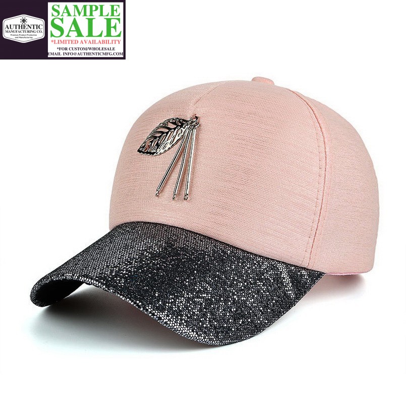 Factory Sample Custom Baseball Cap w/ Metal Leaf Charm