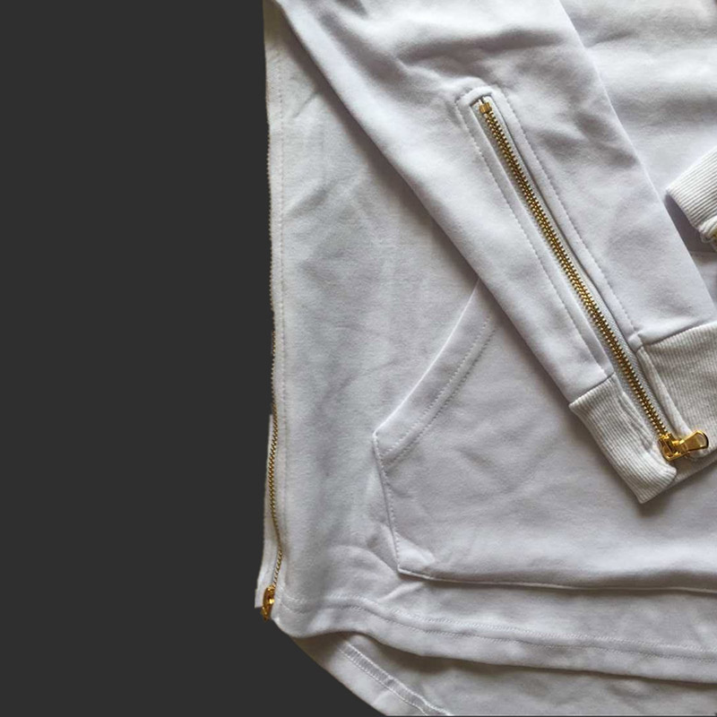 Factory Sample Custom Side Zip LongLine Scoop Hoodie