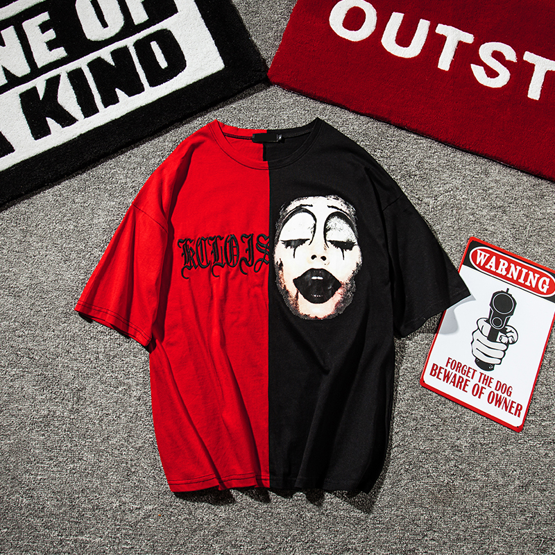 Custom Two-Tone Split Clown Print T-Shirt - Factory Sample | Authentic ...