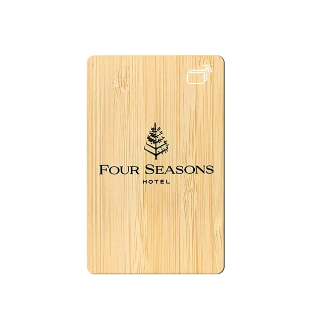 Customized smart chip wooden rfid bamboo key card for hotels ...